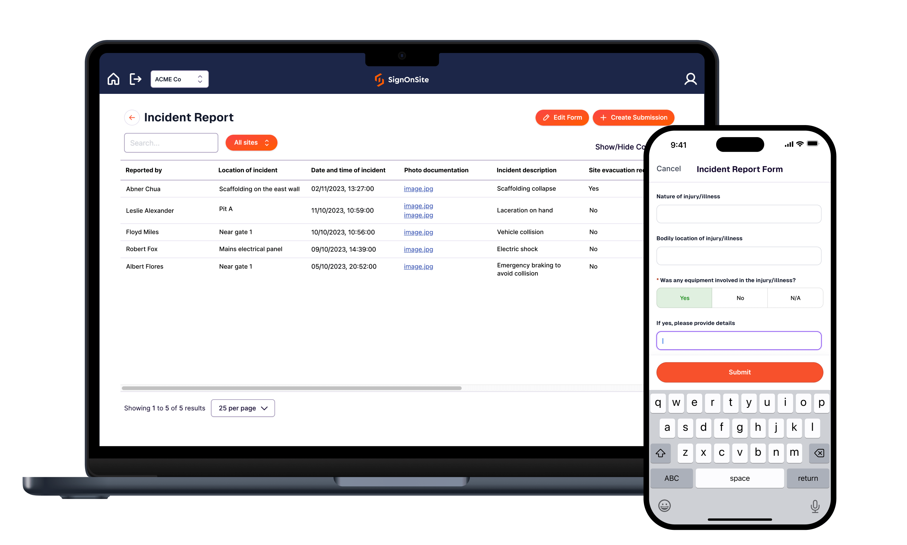 Construction Incident Reporting Software with SignOnSite